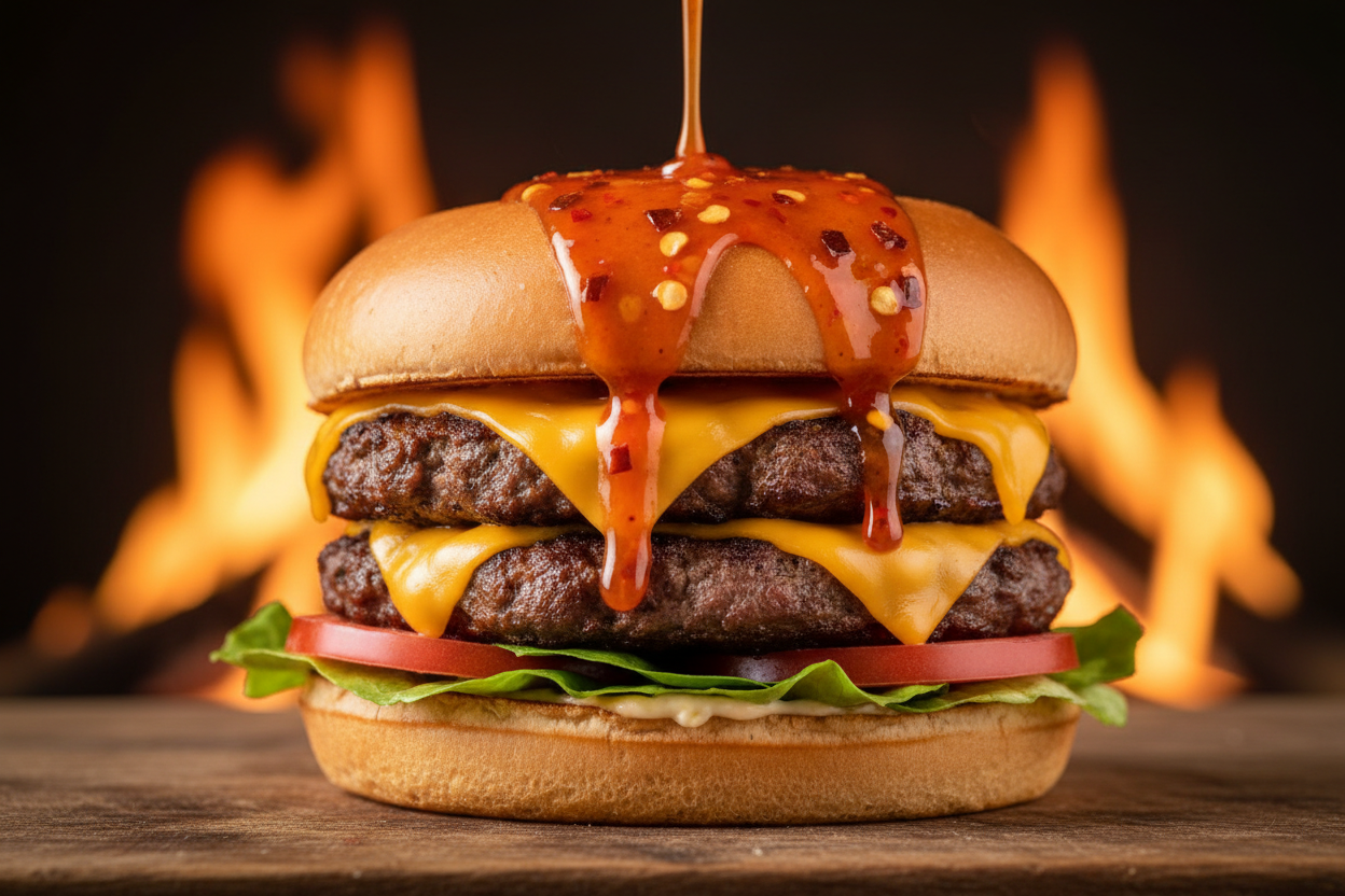 Spicy Smash Burgers With Hot Sauce – Hearth Fire Sauce
